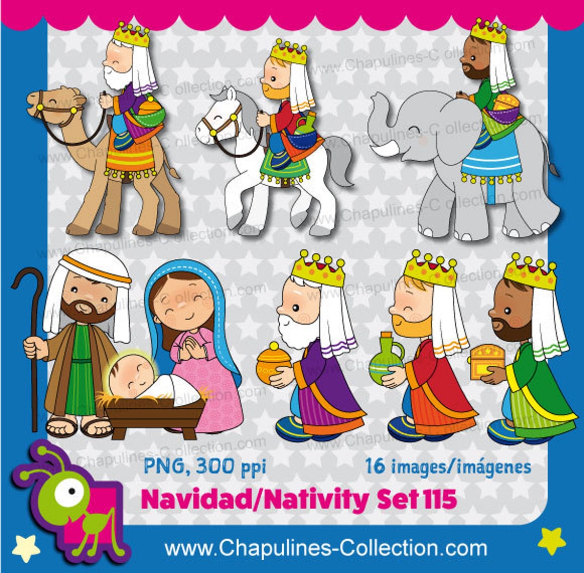 Nativity Clipart Christmas Joseph Mary Baby Jesus three | Etsy