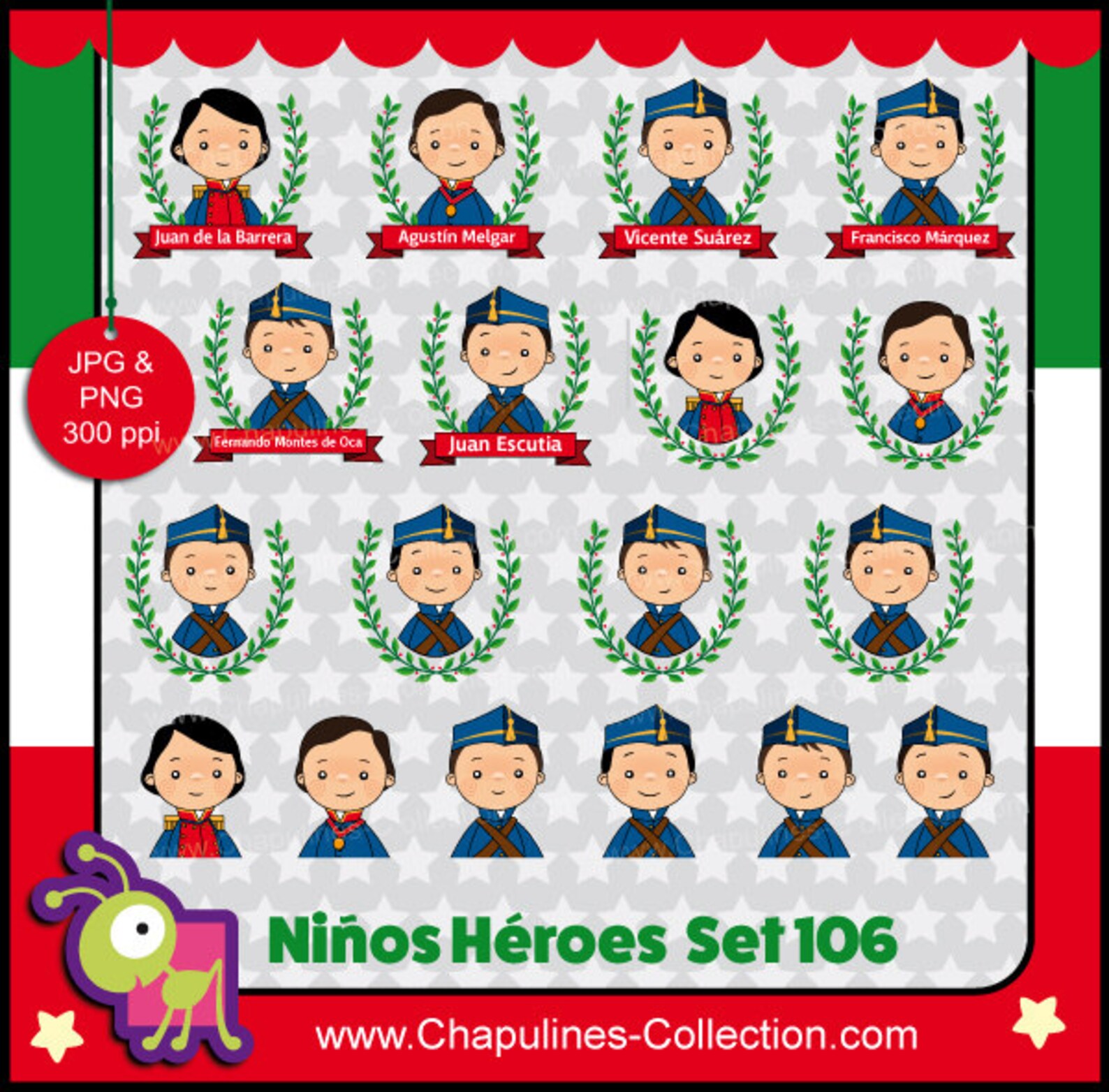 Boy Heroes Clip Art, From the Battle of Chapultepec, Mexico Clipart ...