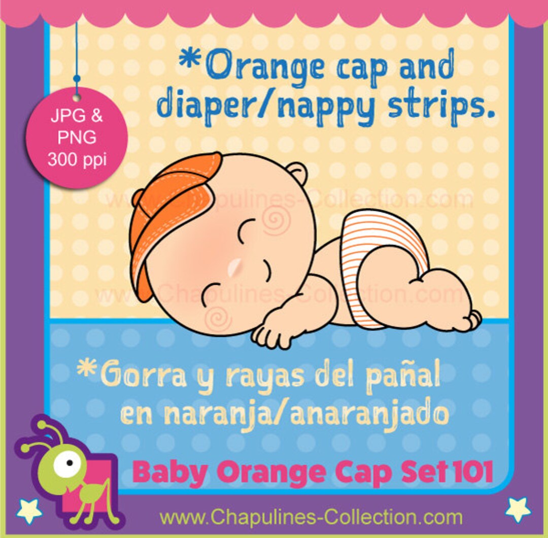 Baby Clipart Orange Cap - Orange Hat - Baseball Cap - Digital Image ...