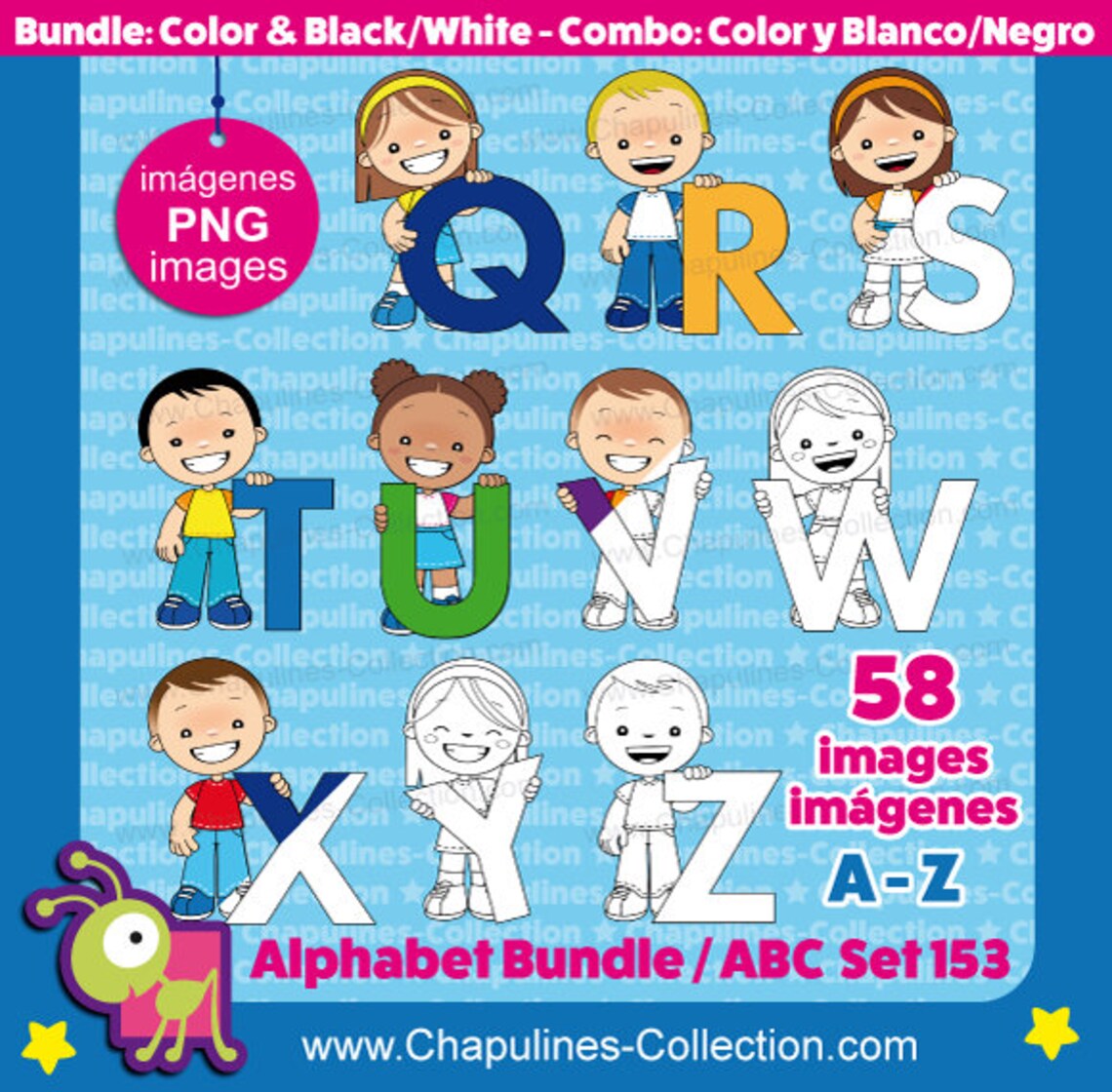 Alphabet Clip Art Bundle Color and Black/white From A to Z | Etsy