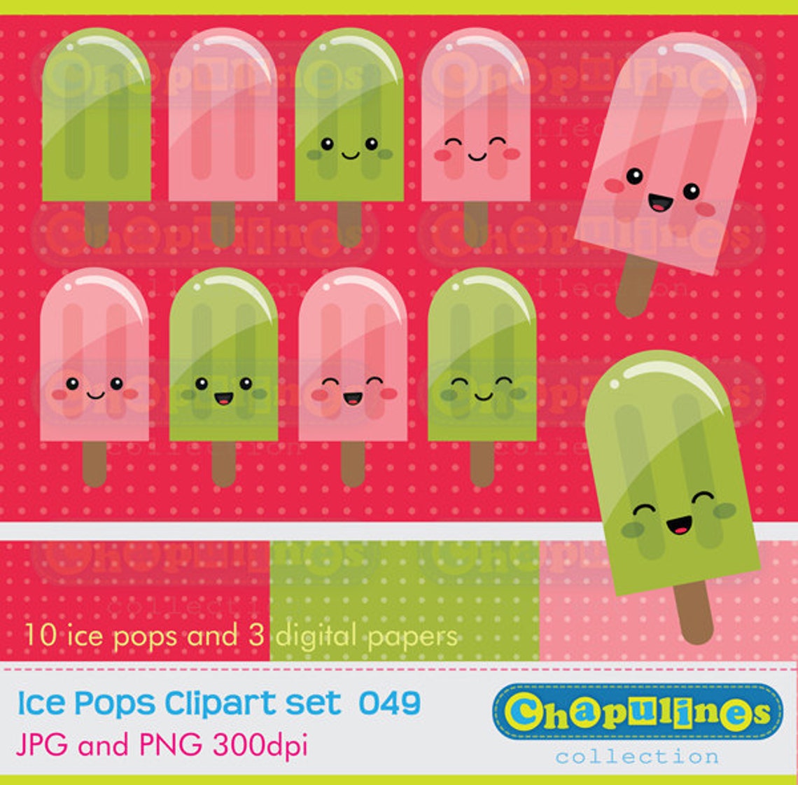 Ice Pops Clipart and Digital Papers Happy Ice Pops - Etsy