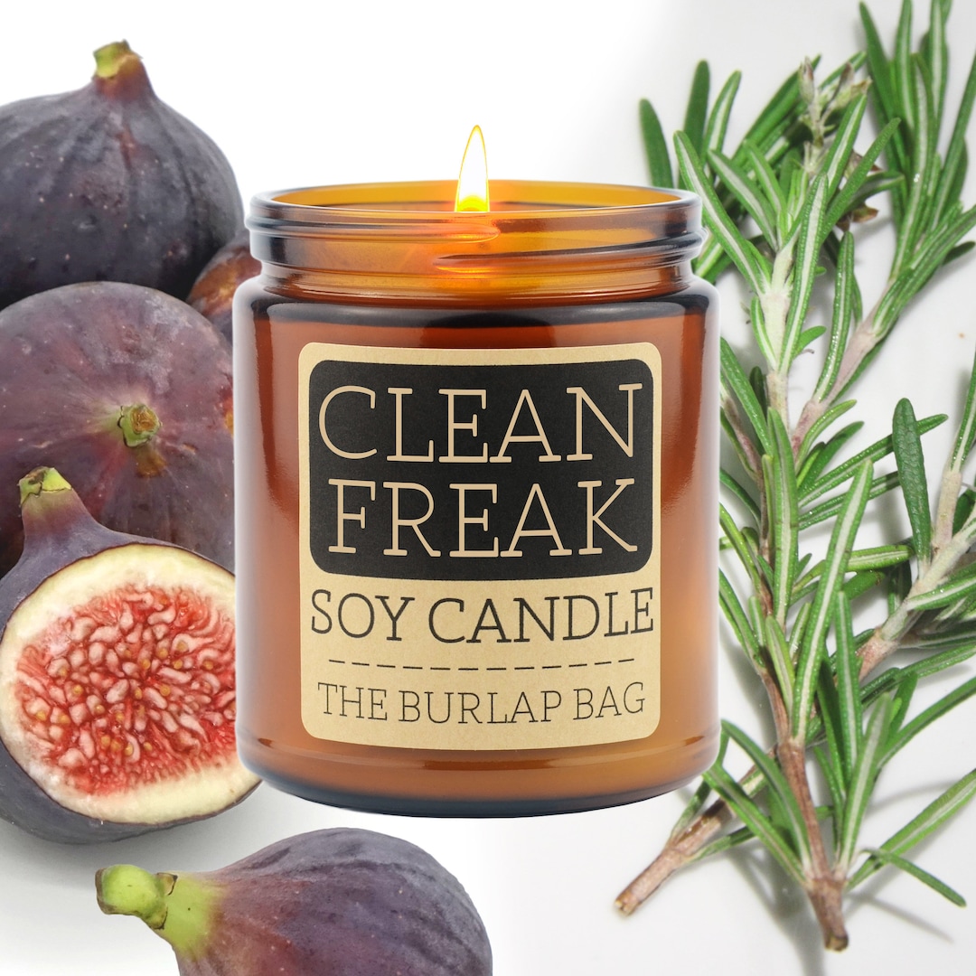 Clean Freak - Smells Like Rosemary and Fig - Soy Candle, Office Decor ...