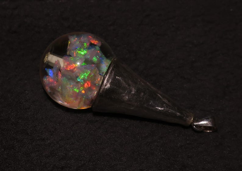 Lightning Ridge Opal Pendant: Floating Opals, Sterling Silver, Light ...
