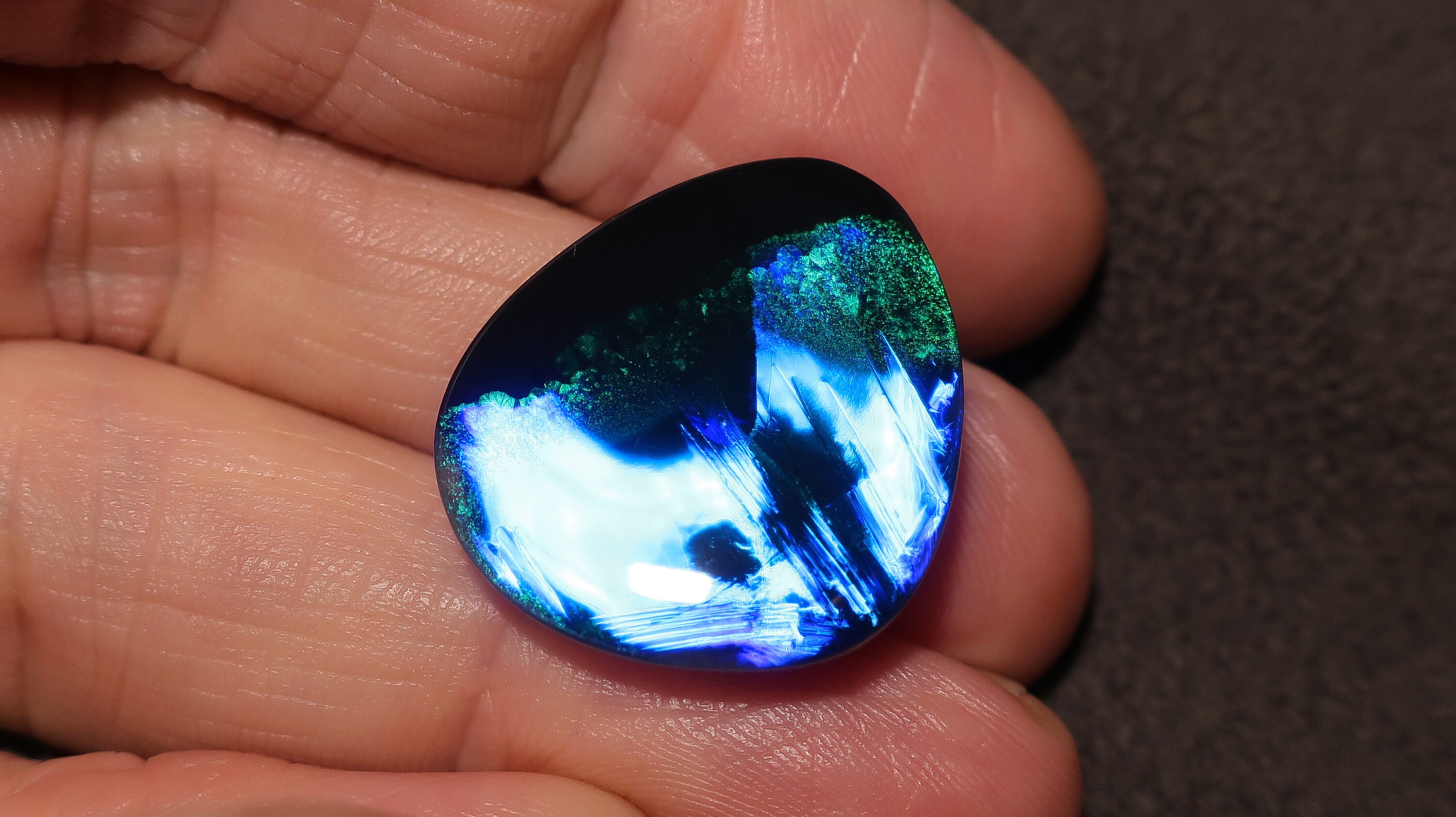 Stunning Lightning Ridge Black Opal. Sky Blue and Emerald | Etsy