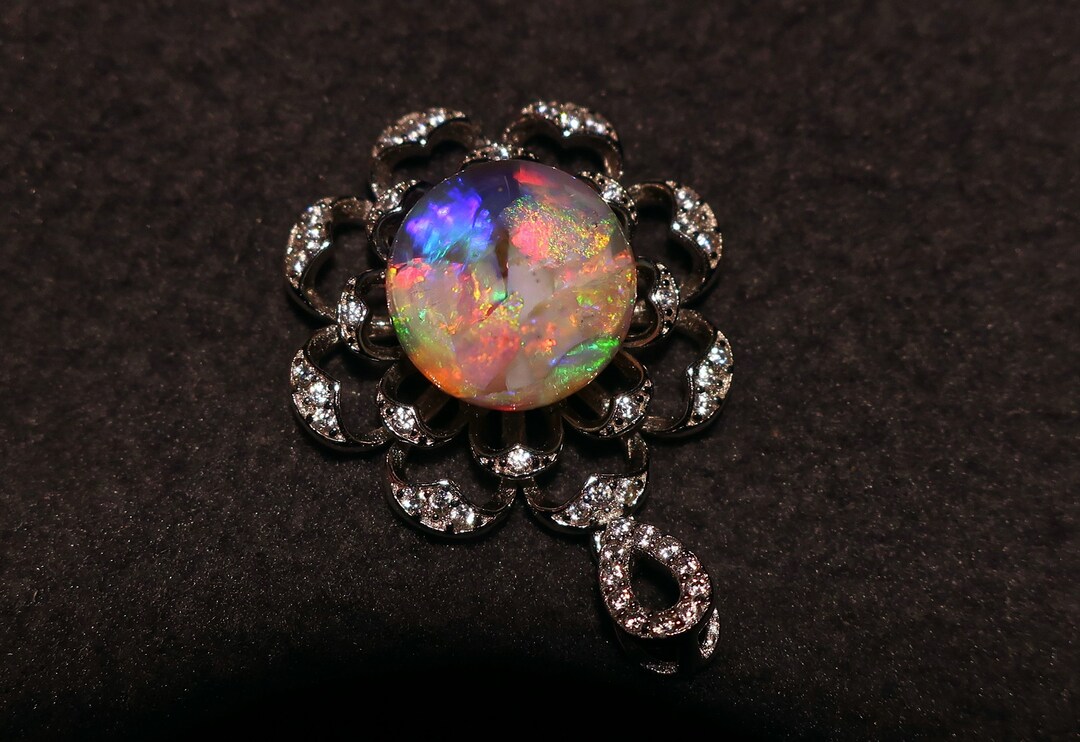 Floating Opals Necklace With 4 Carats Lightning Ridge Crystal Opal ...