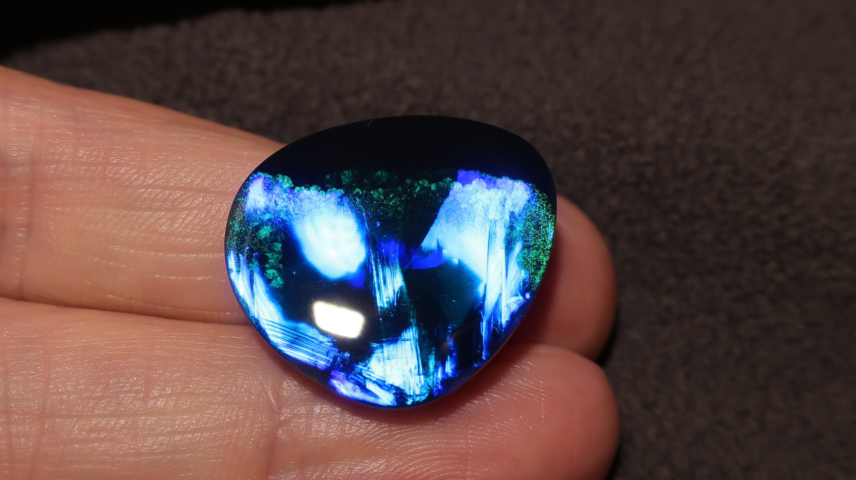 Stunning Lightning Ridge Black Opal. Sky Blue and Emerald | Etsy