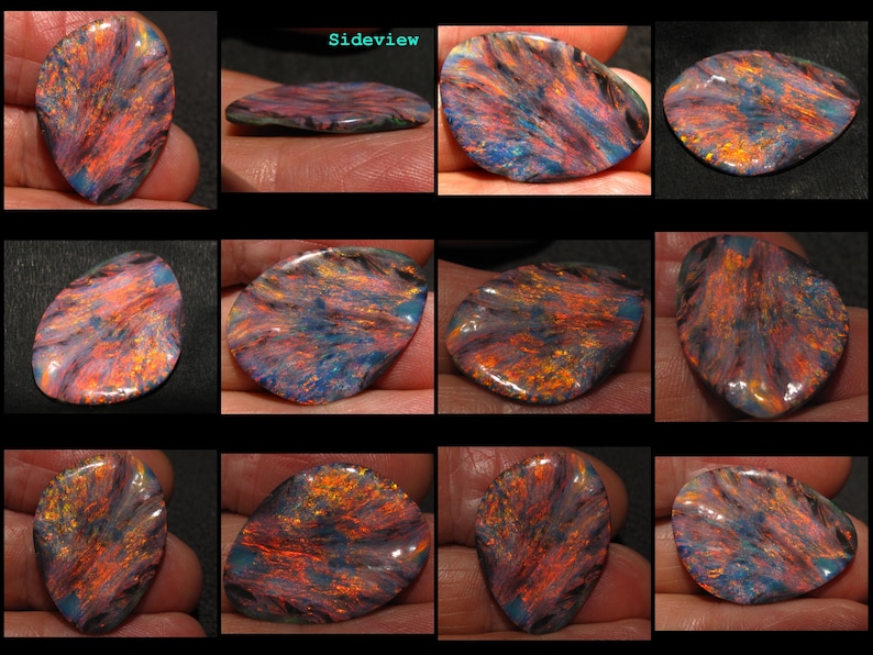 Lightning Ridge Black Opal Stunning red on black straw pattern | Etsy