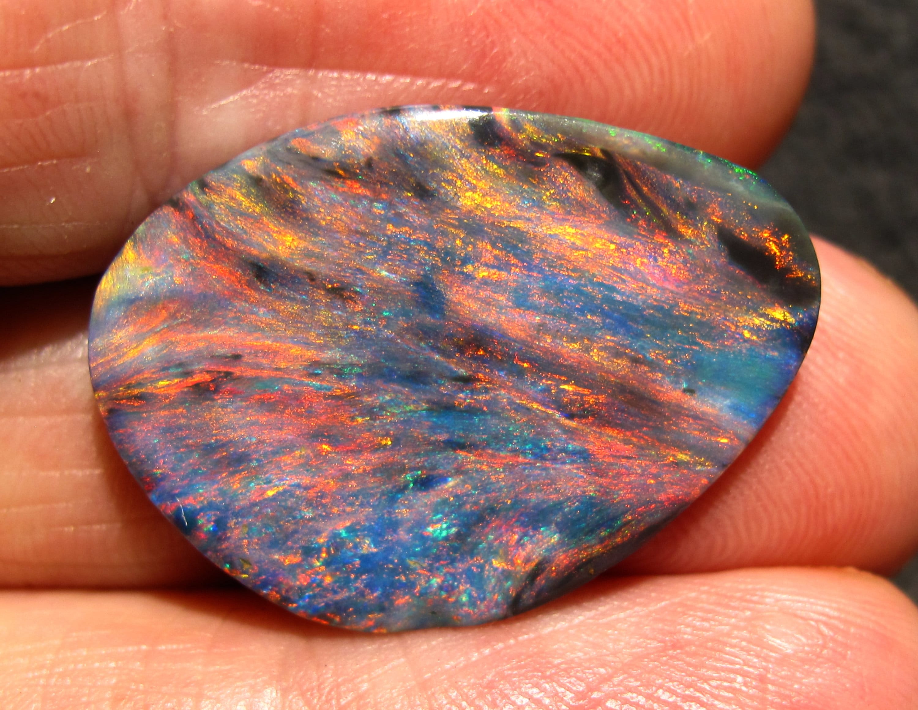 Lightning Ridge Black Opal Stunning red on black straw pattern | Etsy