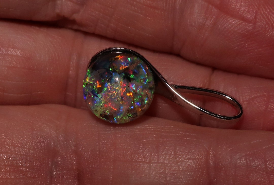 Stunning Floating Opals Pendant With 4+ Carats Lightning Ridge Black ...