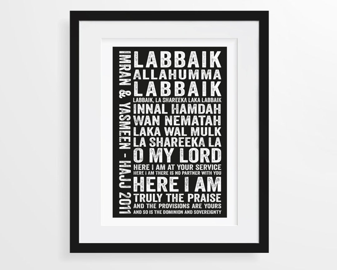 Hajj Umrah Mubarak Gift, Labbaik Type Islamic Wall Art, Hajj Gift ...