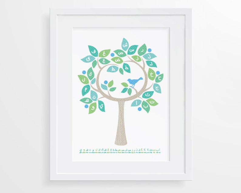 Arabic Alphabet Tree Islamic Art Print (rainbow) , Modern Islamic Wall ...