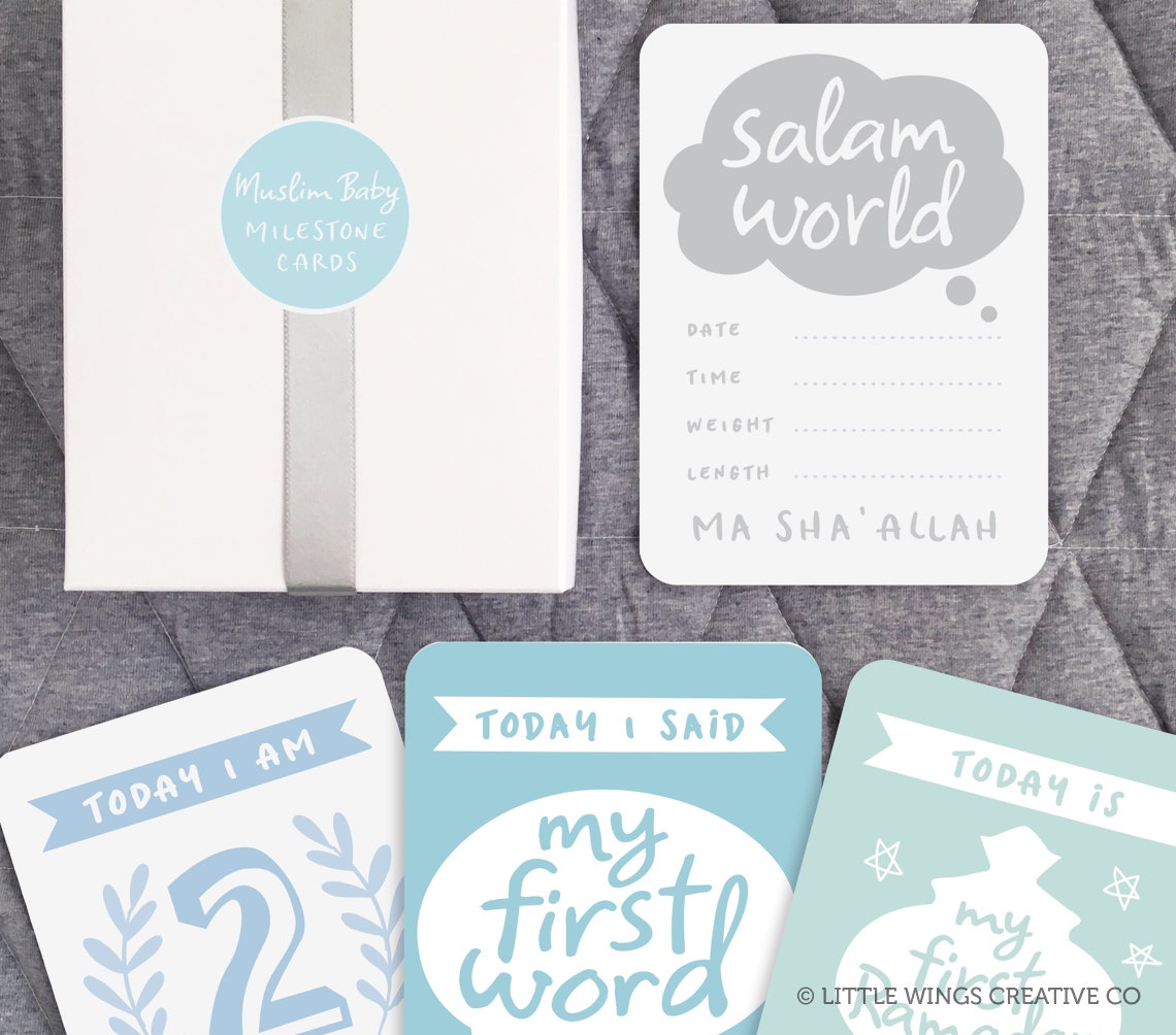 Muslim Baby Milestone Cards illustrated Islamic Baby Gift - Etsy