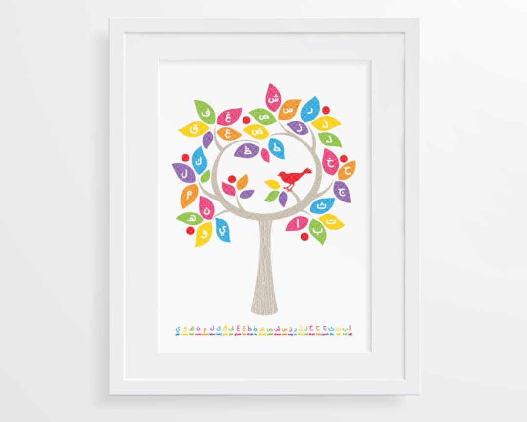 Arabic Alphabet Tree Islamic Art Print (rainbow) , Modern Islamic Wall ...
