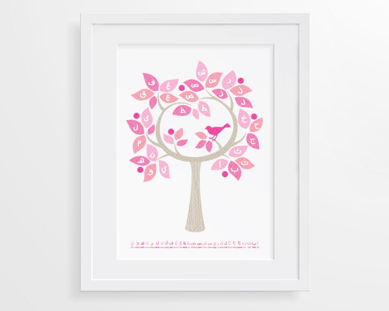 Arabic Alphabet Tree Islamic Art Print Rainbow Modern | Etsy