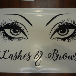 Lashes and Brows Decal Sign Sticker Beauty Salon Shop Nails Eyebrows ...