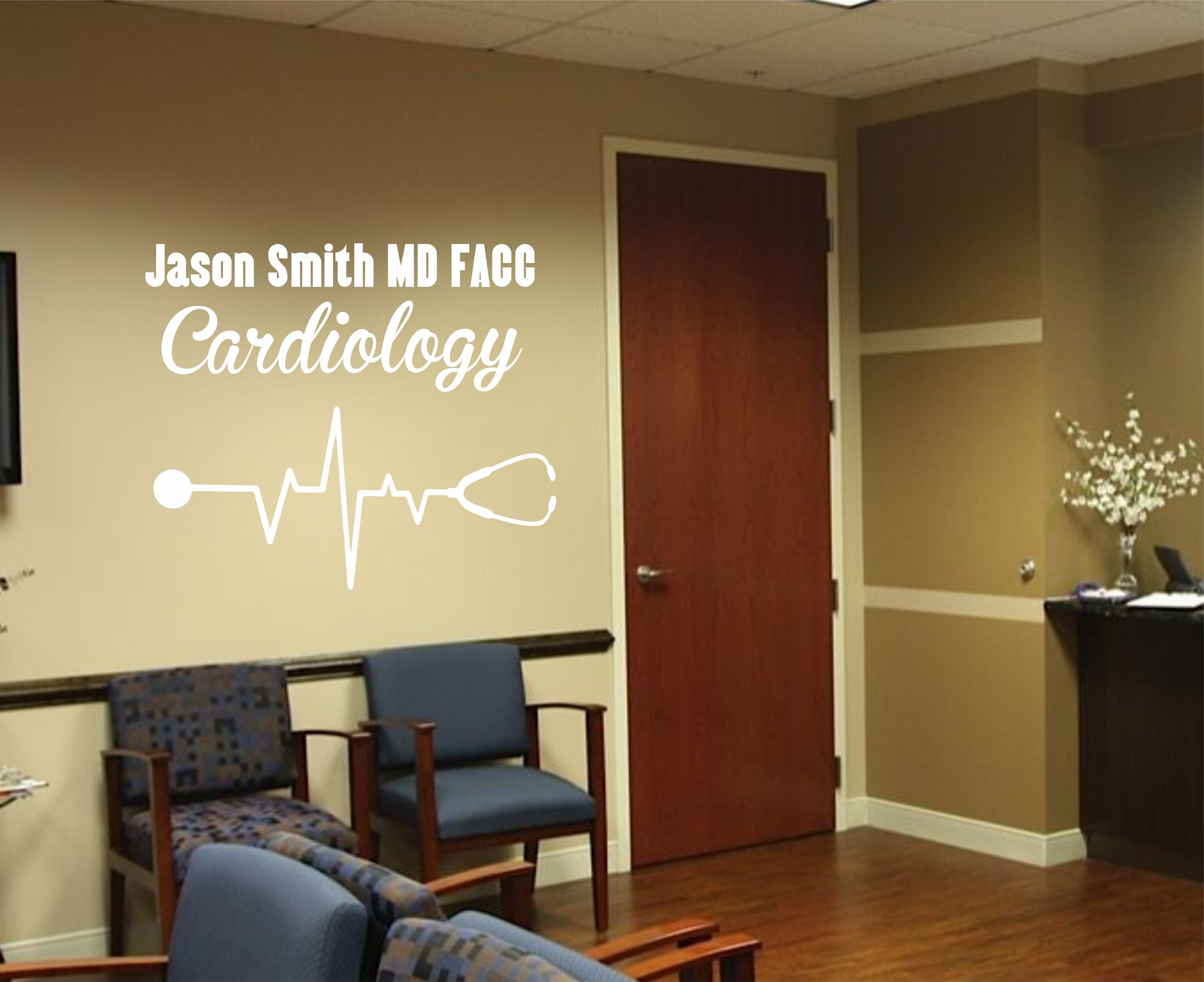 Stethoscope Heartbeat Wall Decal: Cardiology Office Decor - Etsy