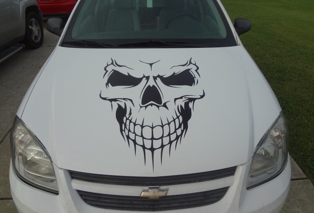 Gothic Car Skull Hood Decal Garage Home Decor Wall Hanging Graphic ...