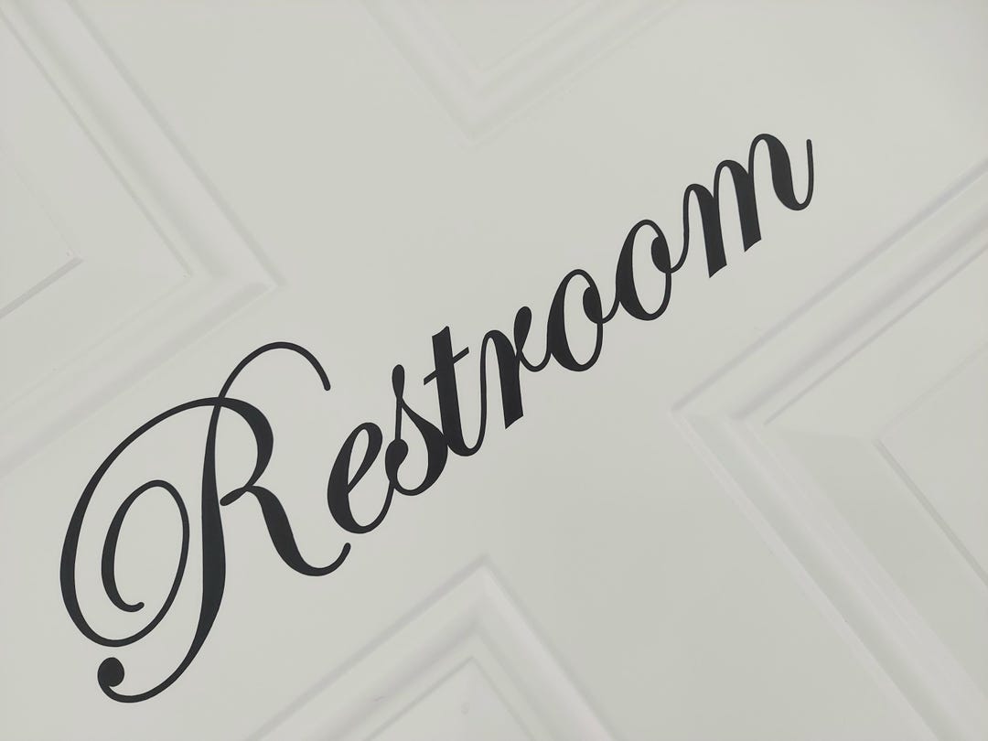 Restroom Decal Sign: DIY Vinyl Lettering, Business Door Decor (set of 2 ...