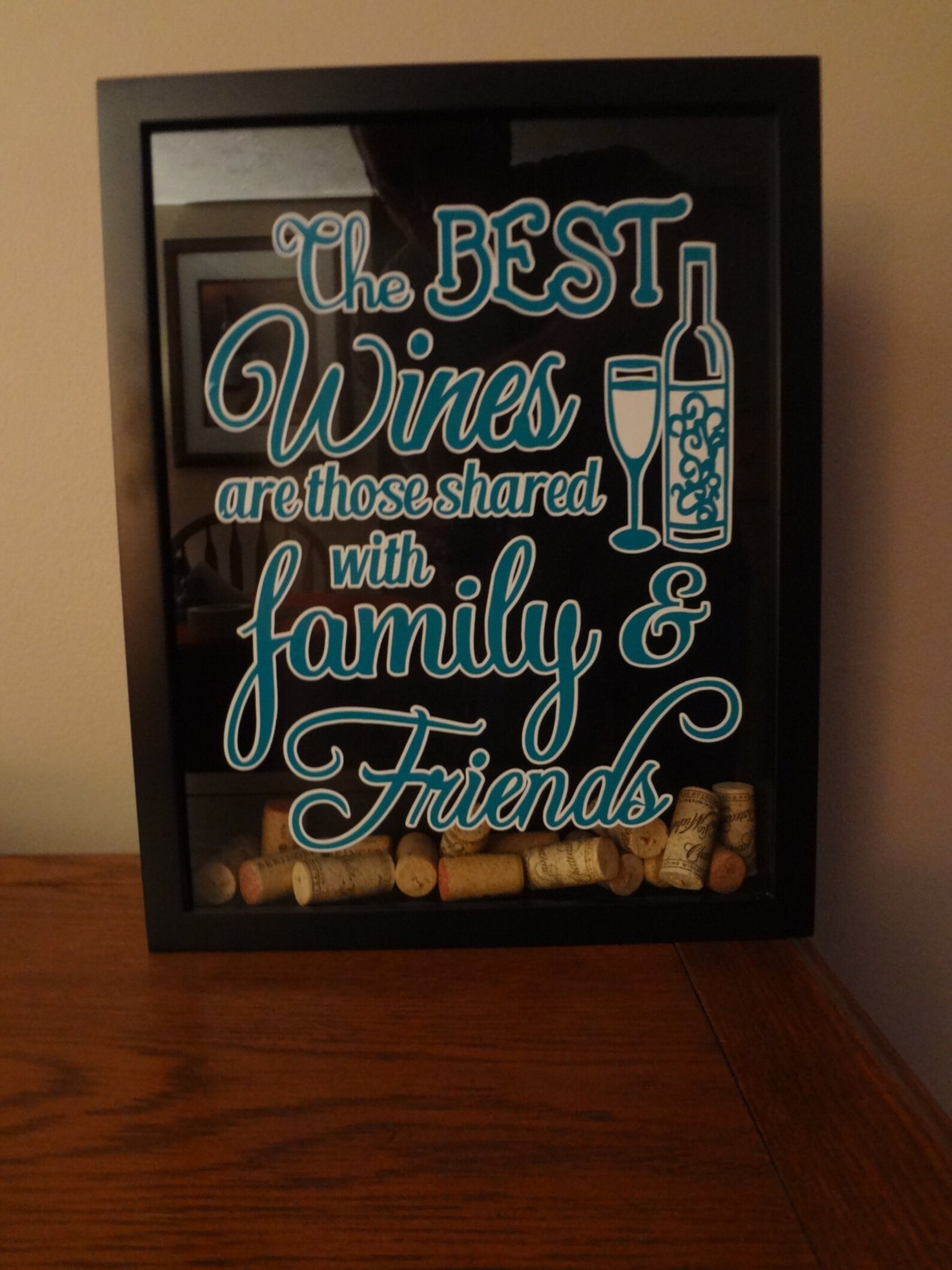 Decal Wine Glass Shadow Box Shadowbox Cork Home Decor Wall DIY | Etsy