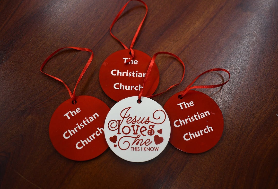 Jesus Loves Me Ornament Baptism Gift Church Promo Logo Catholic ...