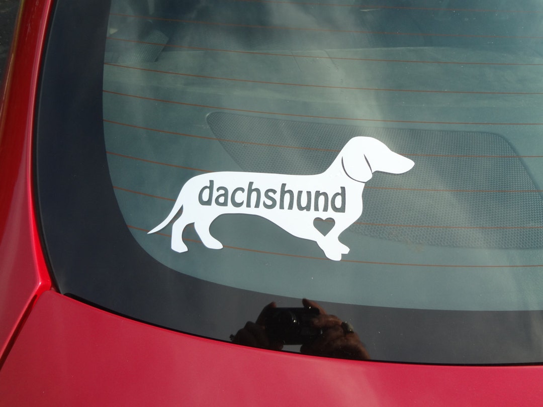 2 Love A Dachshund Wiener Dog Decal Window Dog Sticker Gift Puppy Heart ...