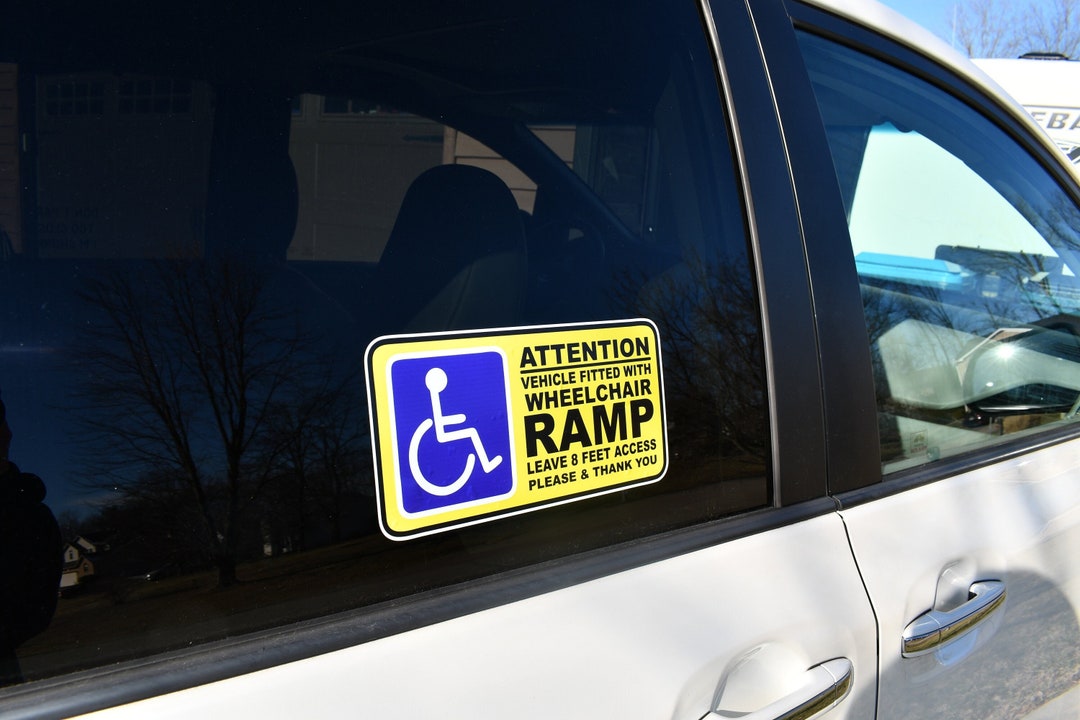 Handicap Ramp 2 Decals Sticker Attention Vehicle Fitted With Wheelchair ...