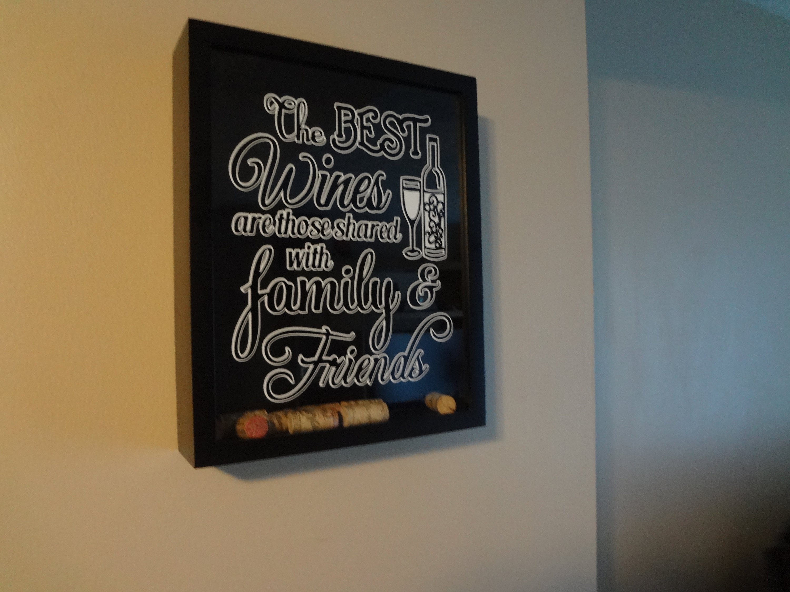 Decal Wine Glass Shadow Box Shadowbox Cork Home Decor Wall DIY | Etsy