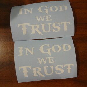 2 in God We Trust Window Decals Christian Faith Religion Gift Bible ...