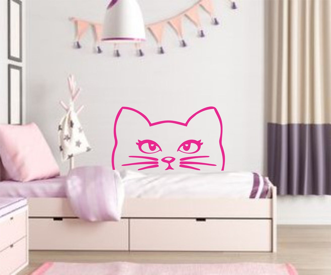 Cat Face Wall Decal Mural Art Big Huge Kitty Kitten Theme Bedroom ...