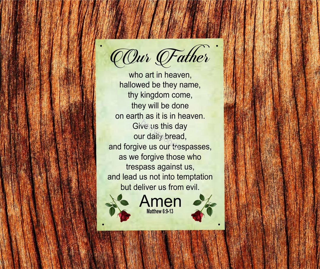 Lord's Prayer Metal Sign: Christian Catholic Wall Art With Roses - Etsy
