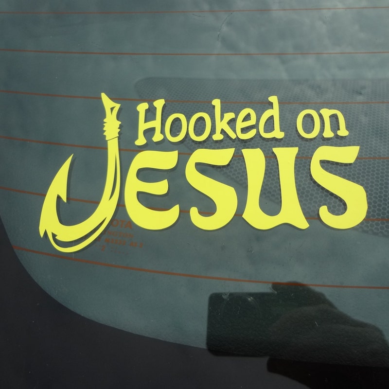 Hooked on Jesus Decal - Etsy