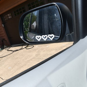 2 Sets Small Heart Pixelated Pixel Decal Car Window Glass Tiny Mirror ...