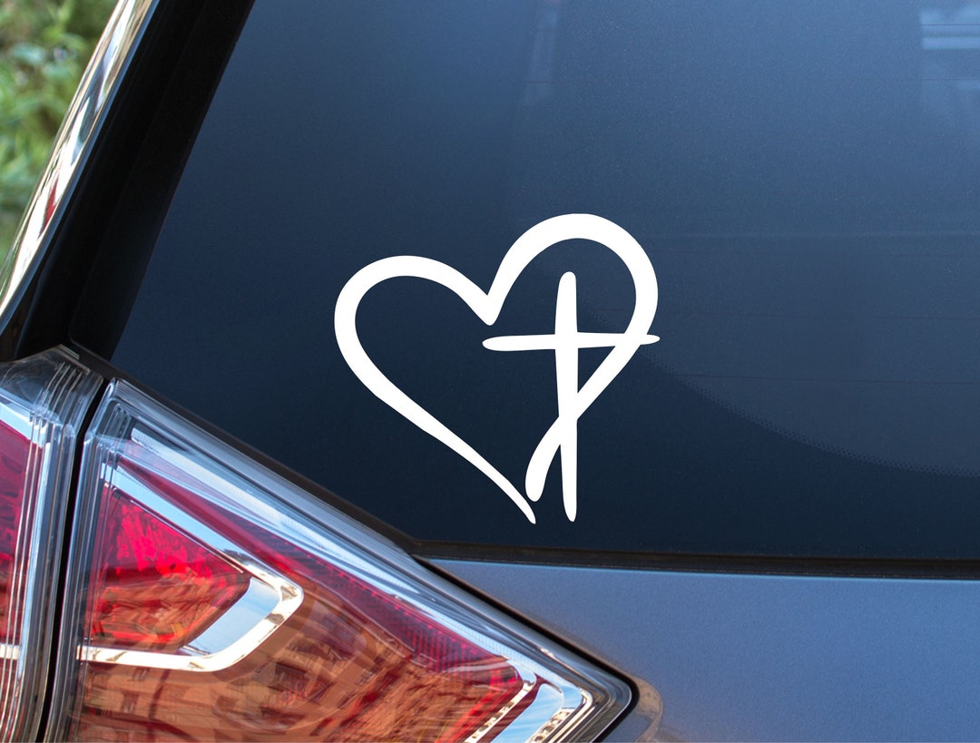 Cross Heart Decal: Christian Religious Car Sticker (2 Pack) - Etsy