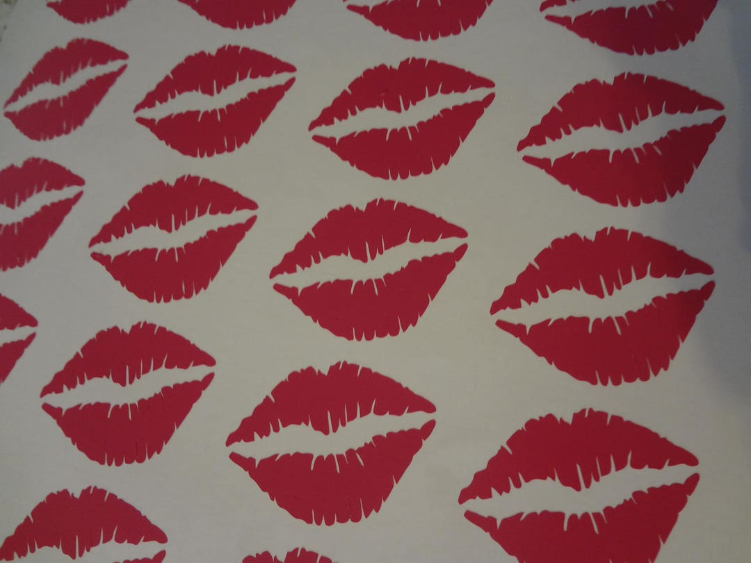 24 Kiss Lips Decals Sticker Self Adhesive Wall Scrapbook Envelope Party ...