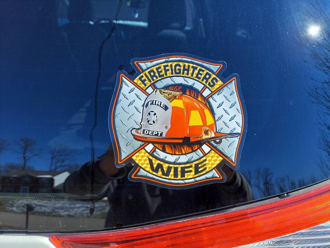 2 Firefighters Wife Decal Sticker Fireman Hat Logo Symbol Fireman Wives ...