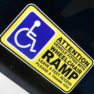 Handicap Ramp 2 Decals Sticker Attention Vehicle Fitted With Wheelchair ...