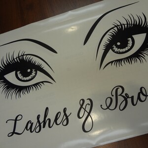 Lashes and Brows Decal Sign Sticker Beauty Salon Shop Nails Eyebrows ...
