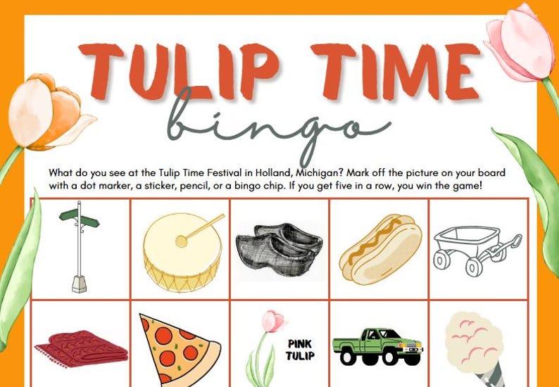 BINGO Board for the Tulip Time Parade in Holland Michigan - Etsy