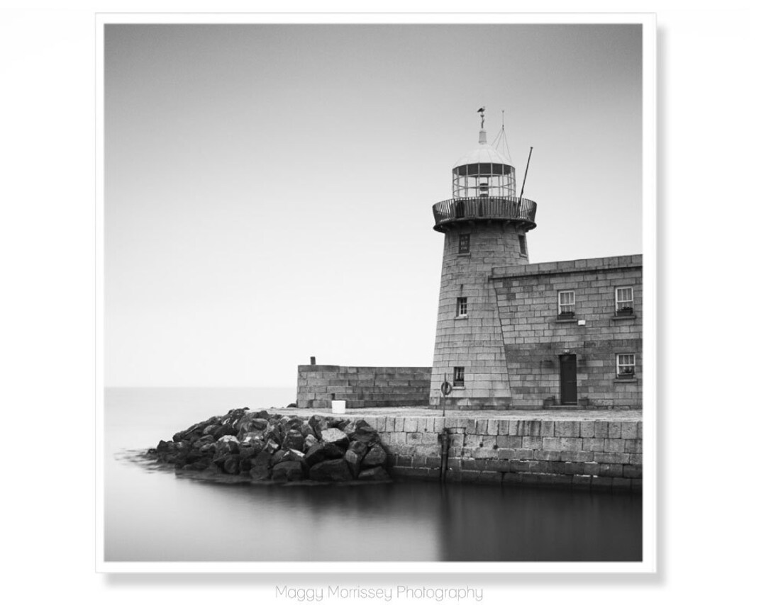 Black and White Lighthouse Photography Print, Howth Harbour Print ...