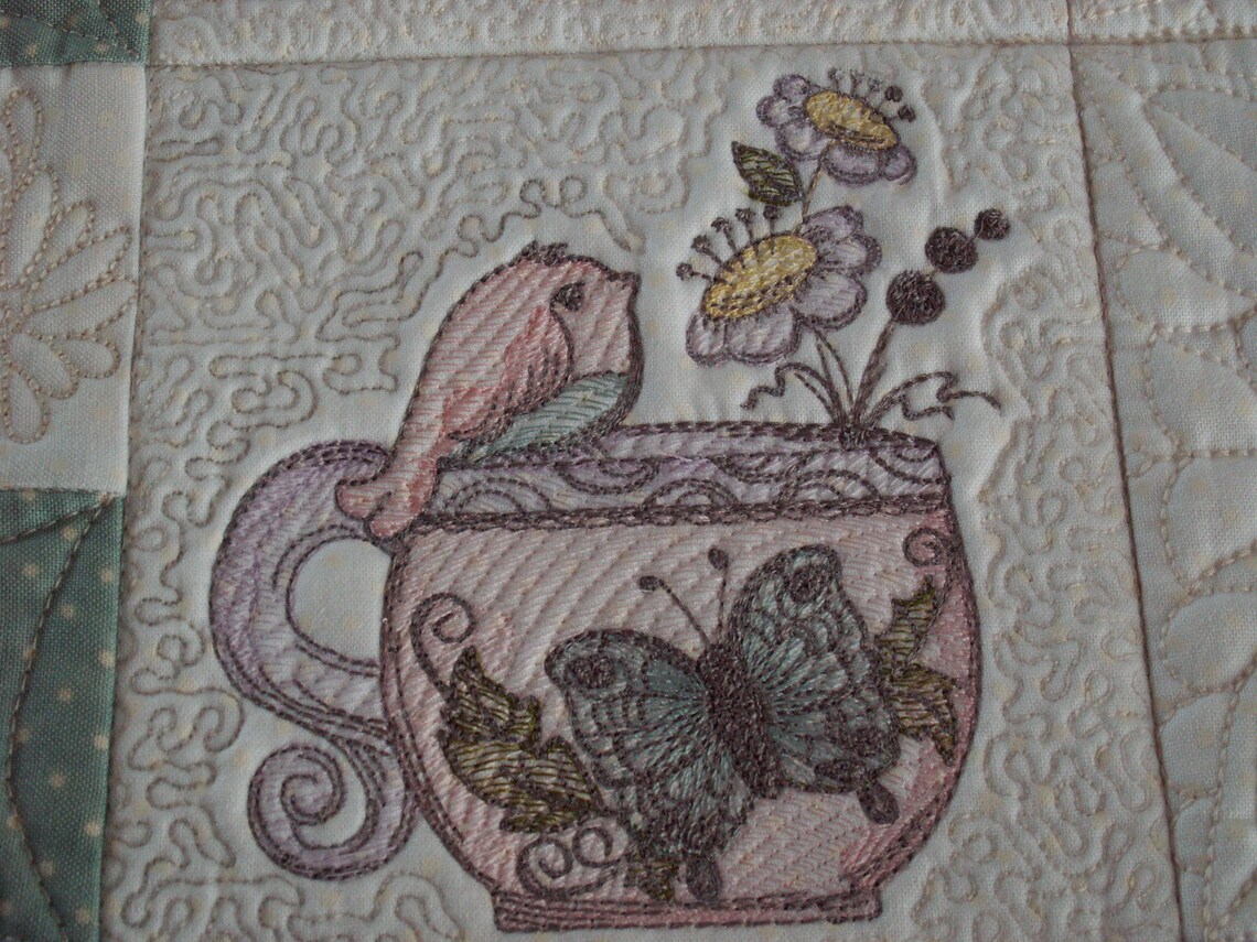 Quilted Wall Hanging With Machine Embroidery Quilt Wall Quilt - Etsy