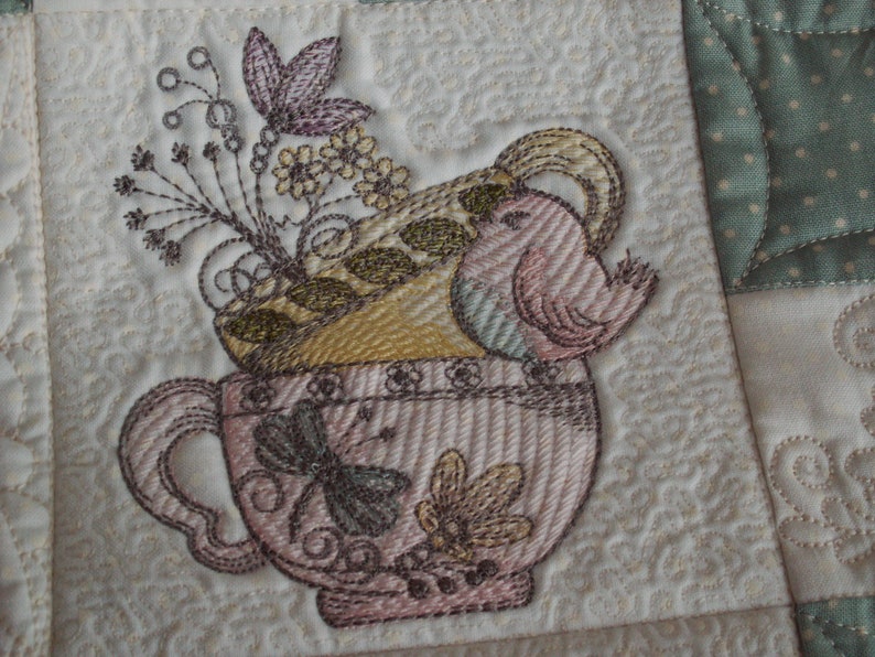 Quilted Wall Hanging With Machine Embroidery Quilt Wall Quilt - Etsy