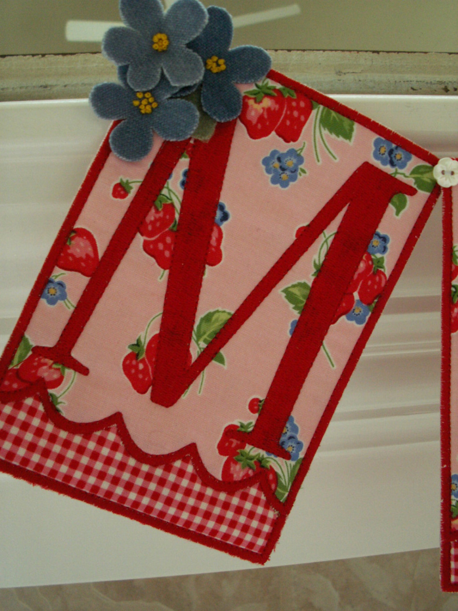 Girl Name Banner or Bunting With Wool Hand Embroidered Accents - Etsy