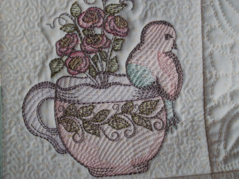 Quilted Wall Hanging With Machine Embroidery Quilt Wall Quilt - Etsy