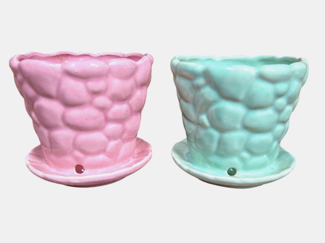 Vintage Pair Mccoy Pink & Green Bubble Planters - Etsy