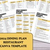 2024 Dining Plan| Dining Plan Canva Template| WDW Dining Restaurant ...