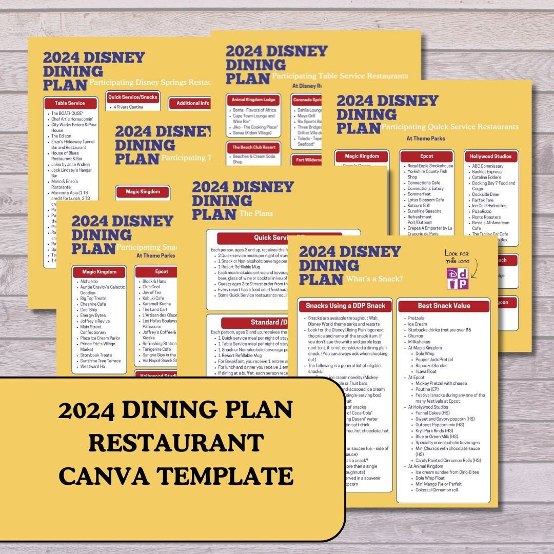2024 Dining Plan Dining Plan Canva Template WDW Dining Restaurant Guide ...