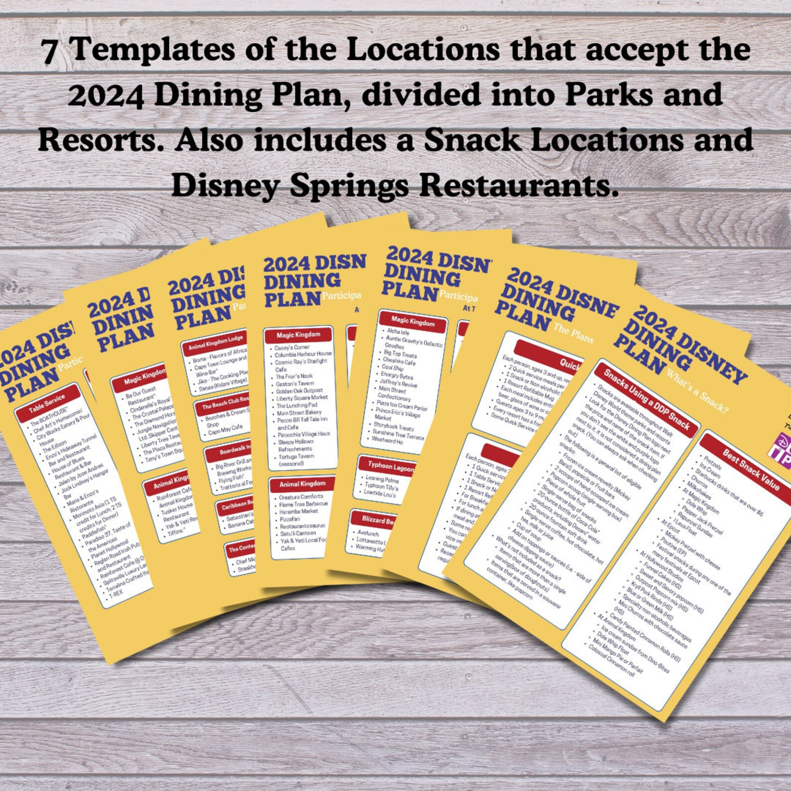 2024 Dining Plan| Dining Plan Canva Template| WDW Dining Restaurant ...