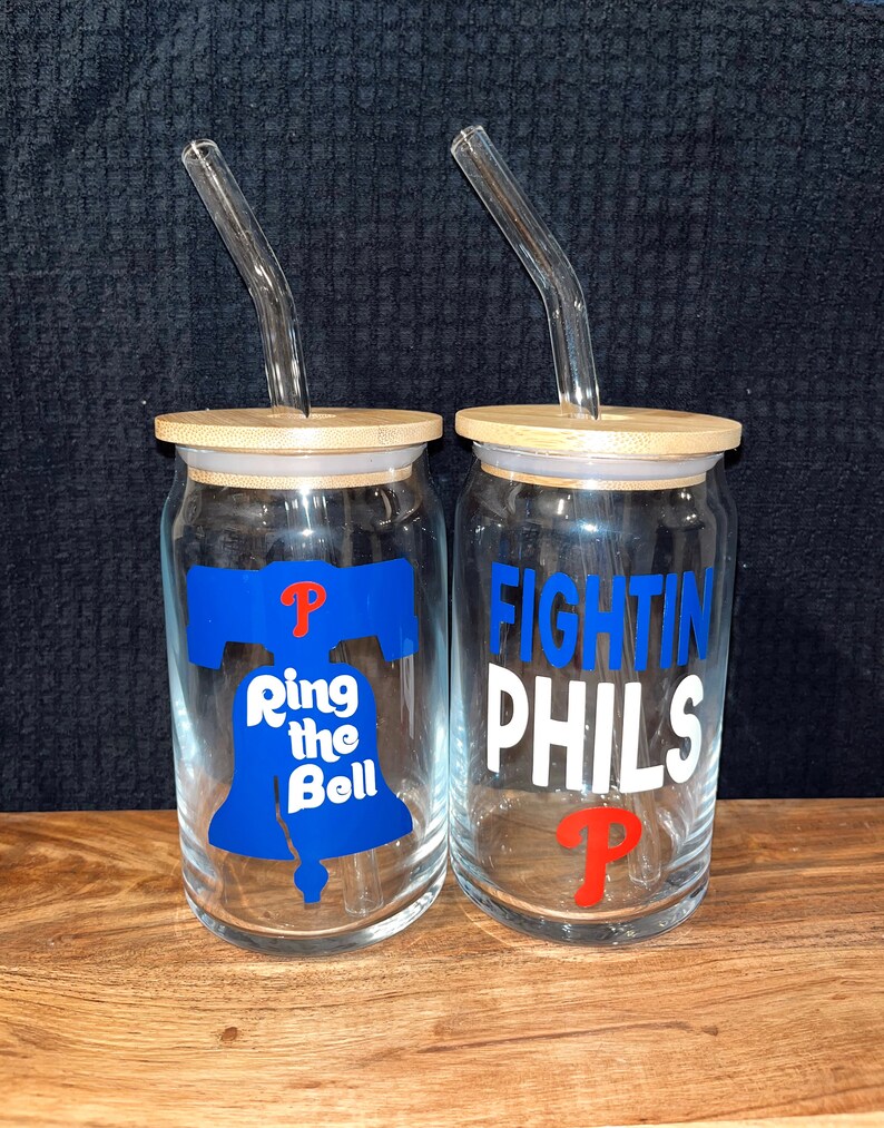 Philadelphia Phillies Glass Cans // 16oz Glass Beer Can, Ring the Bell ...