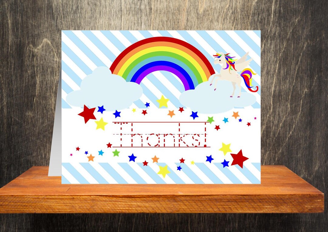 Rainbow Unicorn Thank You Notes: Kids Stationery Set With Traceable ...