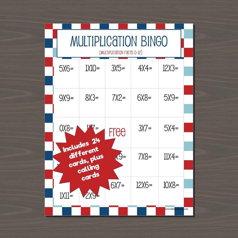 Multiplication Bingo Game: Math Facts 0-12, Class Set (digital Download ...